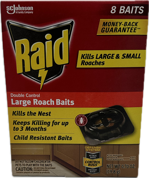 SP RAID LARGE ROACH BAIT RD 8CT SD PEST2023. – The Bazaar Inc