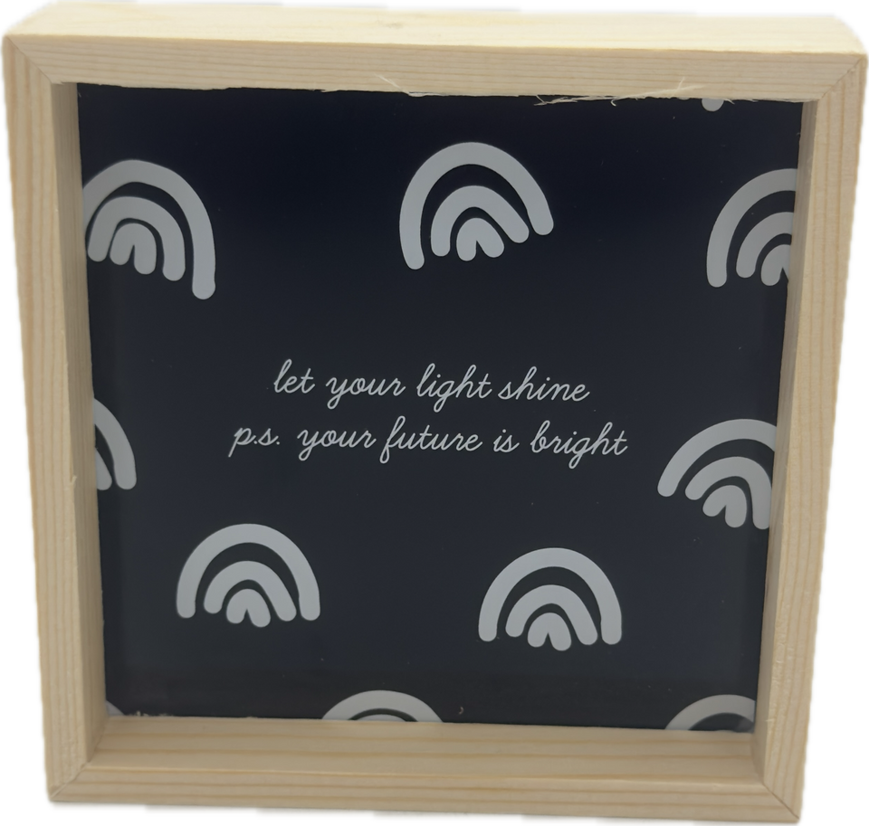 LET YOUR LIGHT SHINE SIGN 4"x4" – The Bazaar Inc